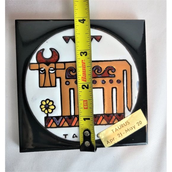 Handmade | Accents | Greek Taurus Ceramic Tile 4x4 Astrology Zodiac ...